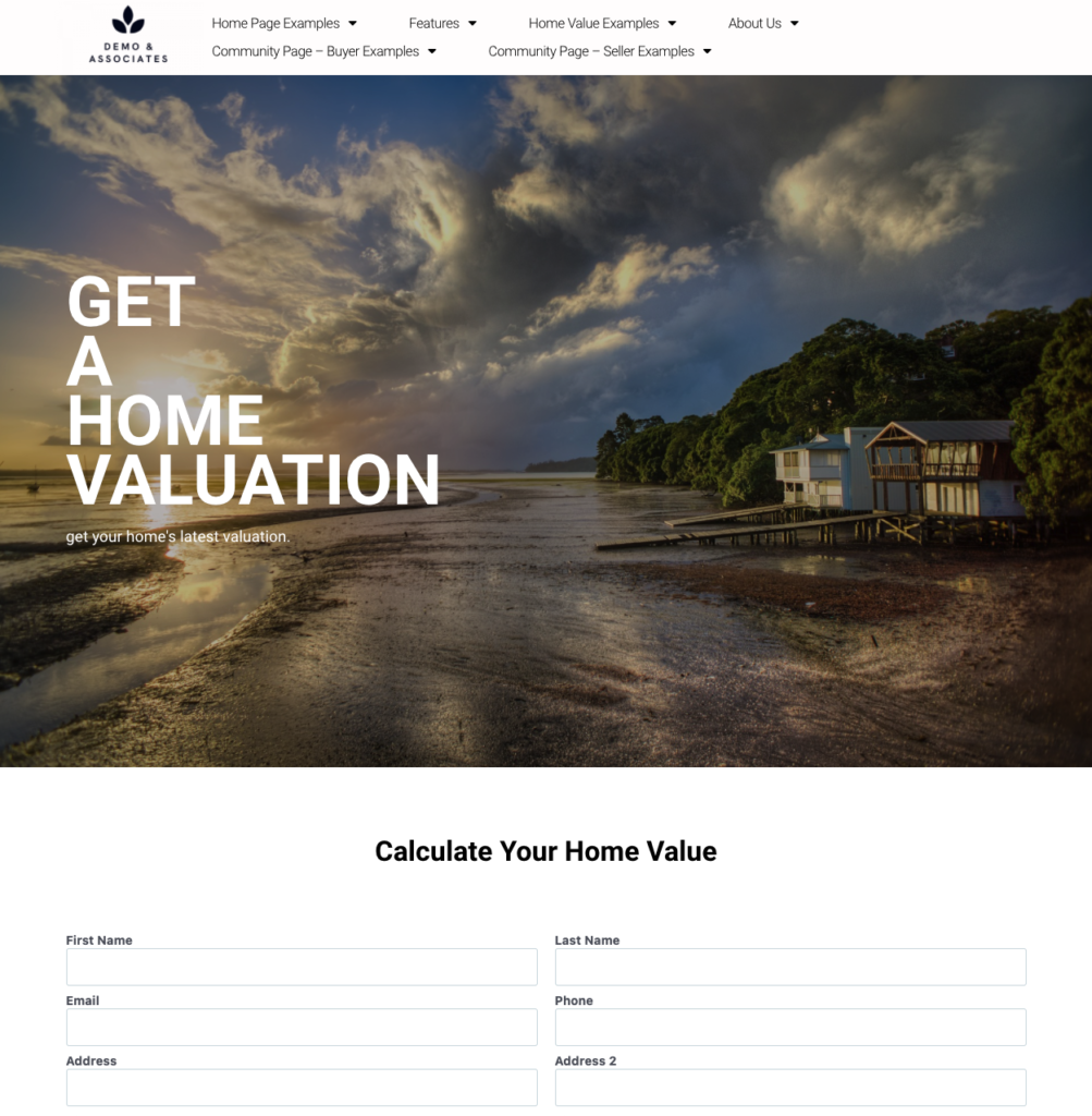 Home Value Page Examples – Demo and Associates